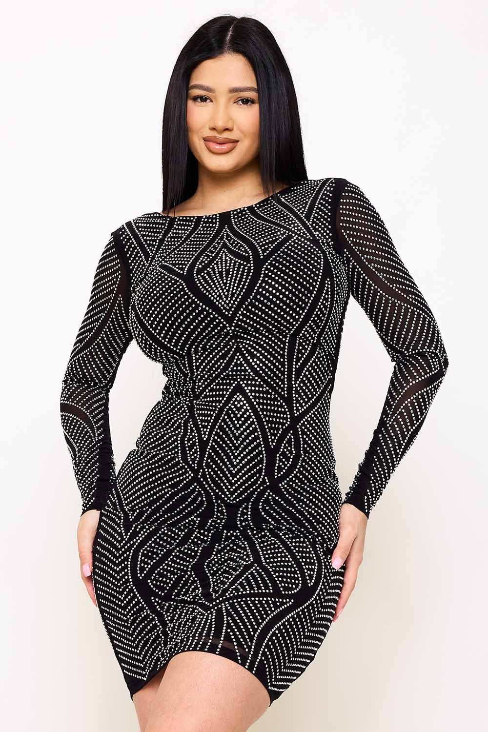 SD1664AP - RHINESTONE FRONT AND BACK MINI DRESS – SymphonyUSA Wholesale