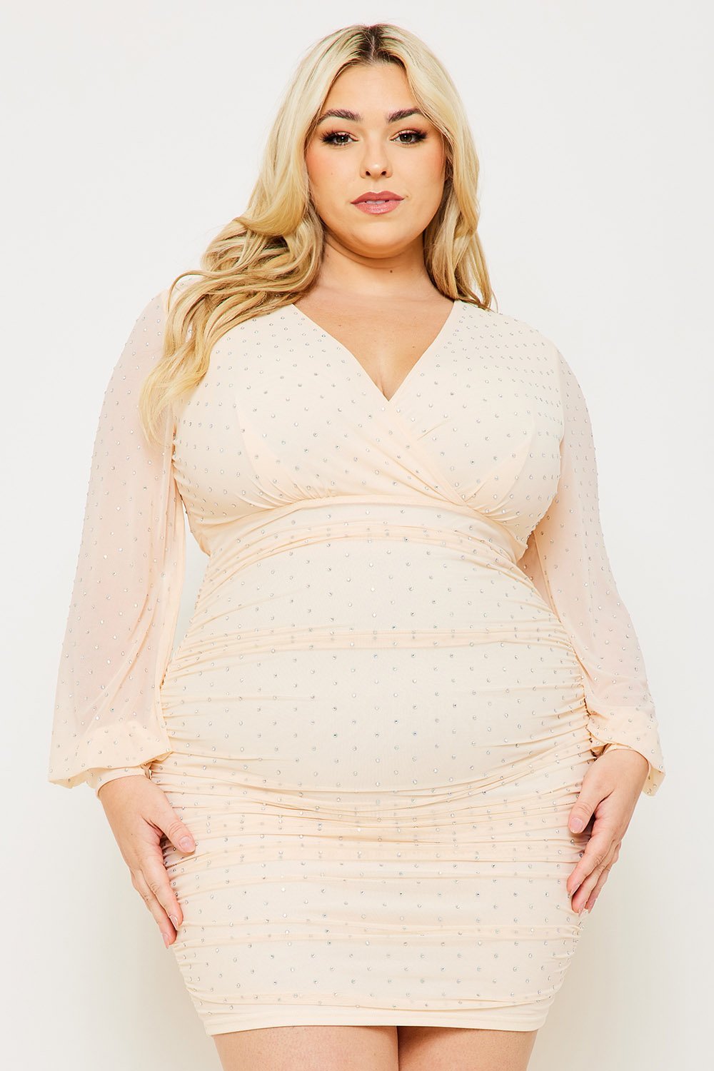 SDP1022JM - RHINESTONE ON MESH PLUS SIZE MINI DRESS – SymphonyUSA Wholesale